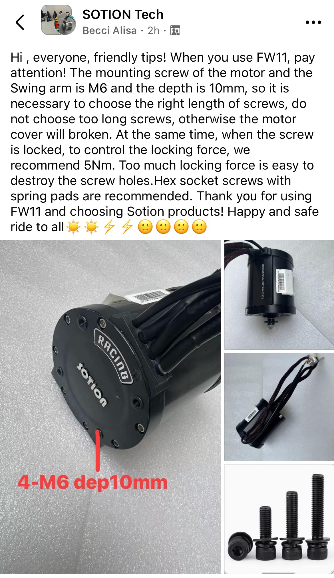 Sotion FW11 Hall Sensor Motor w #35 Sprocket (11T) – E-Conic Cycles